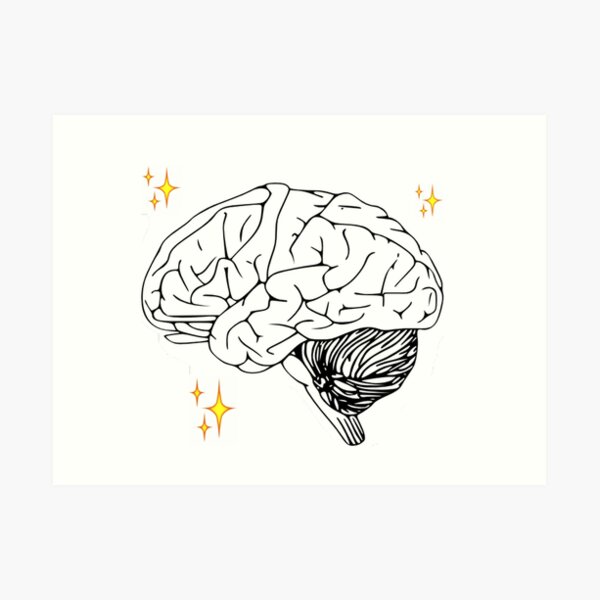 "Neuroscience Brain Drawing With Sparkle Emoji" Art Print by ...