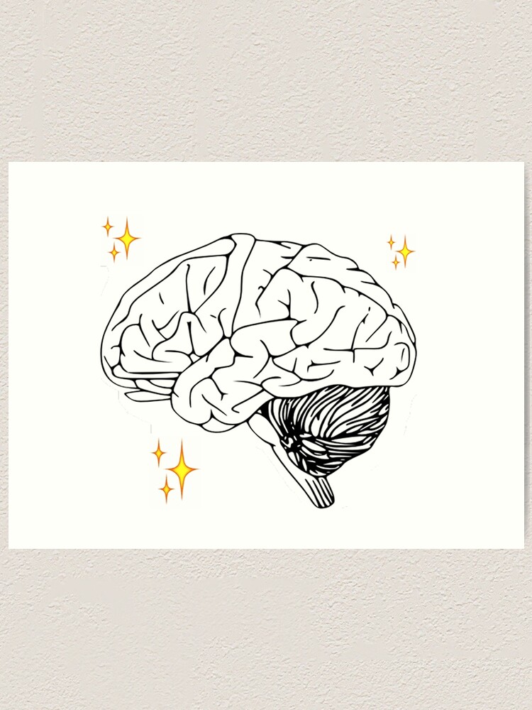 "Neuroscience Brain Drawing With Sparkle Emoji" Art Print by ...