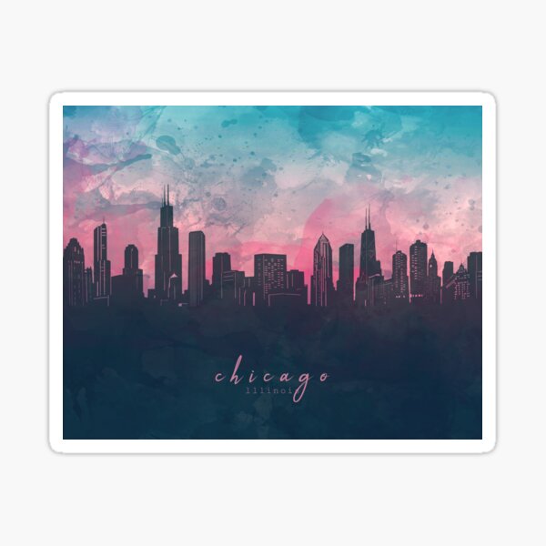 "chicago skyline" Sticker for Sale by BekimART2 | Redbubble