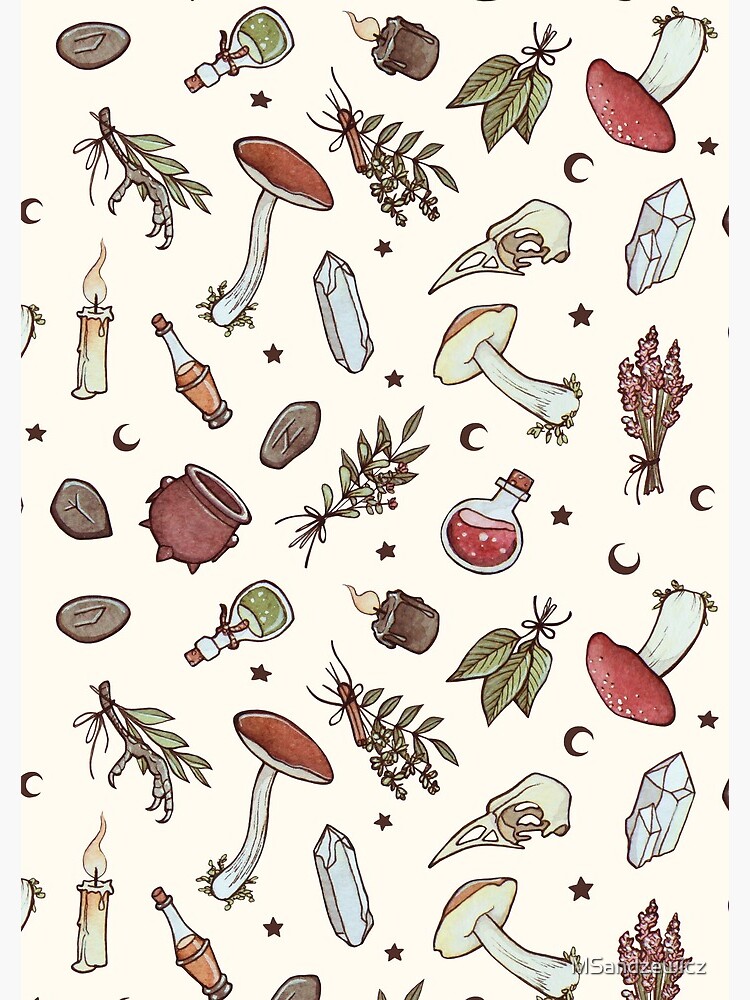 "Witchy Pattern Light" Spiral Notebook for Sale by MSandzewicz | Redbubble