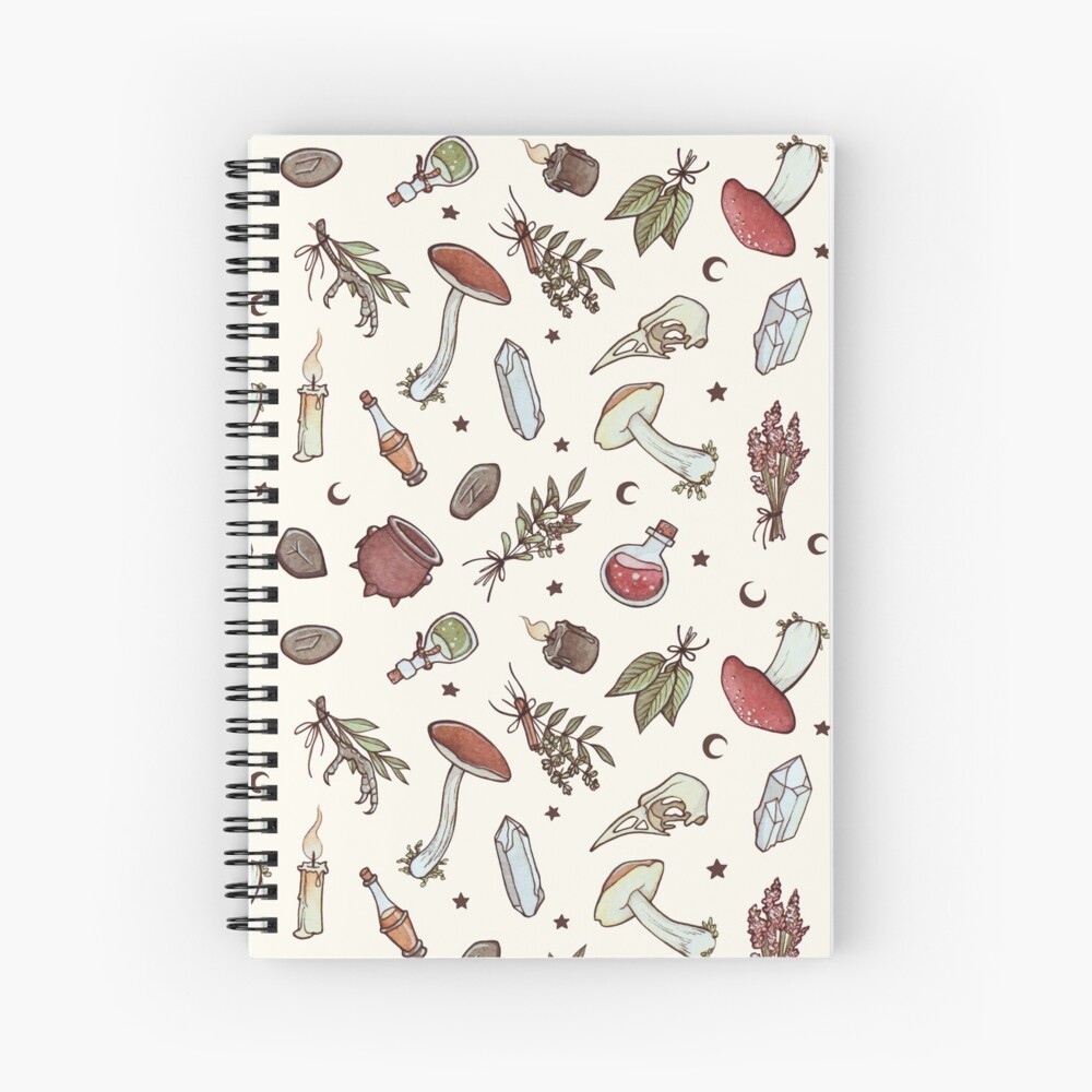 "Witchy Pattern Light" Spiral Notebook for Sale by MSandzewicz | Redbubble