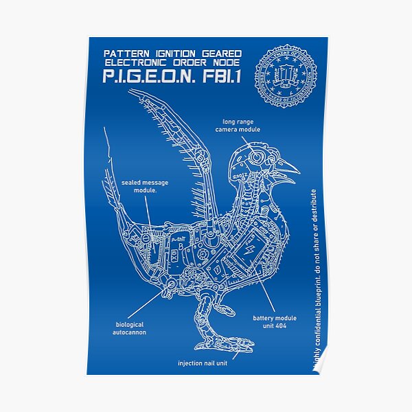 "FBI spy camera pigeon robots. conspiracy blueprint. Illuminati art ...