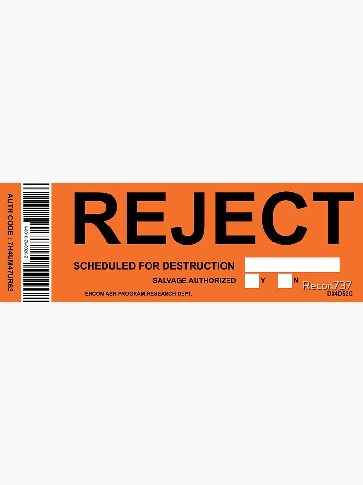 "REJECTED" Sticker for Sale by Recon737 | Redbubble