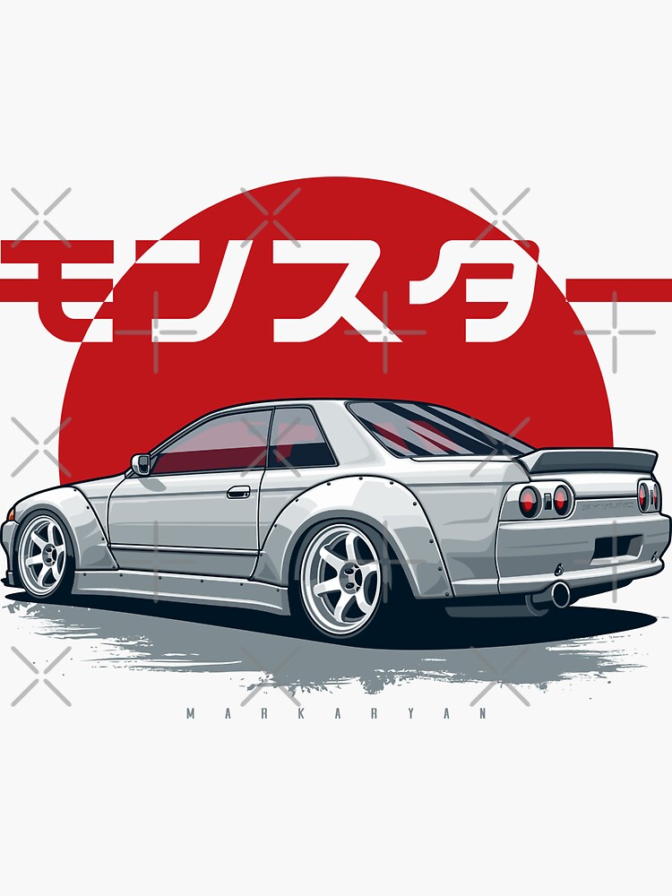 "Monster. Widebody Skyline R32" Sticker by OlegMarkaryan | Redbubble