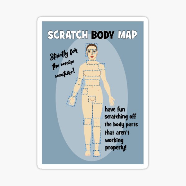 "Scratch body map for the more mature!" Sticker for Sale by ...