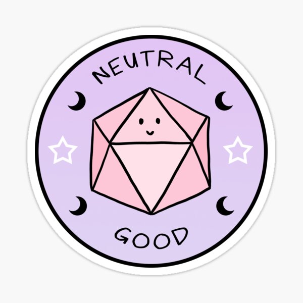 "Neutral Good Dice Badge" Sticker for Sale by Sourgrapefruit | Redbubble