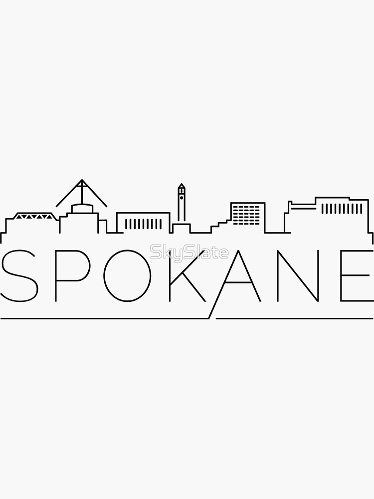 "City of Spokane Cityscape Line Art" Sticker for Sale by SkySlate ...