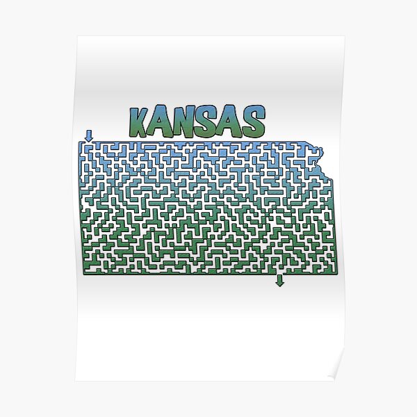 "Kansas State Outline Maze & Labyrinth" Poster for Sale by gorff ...