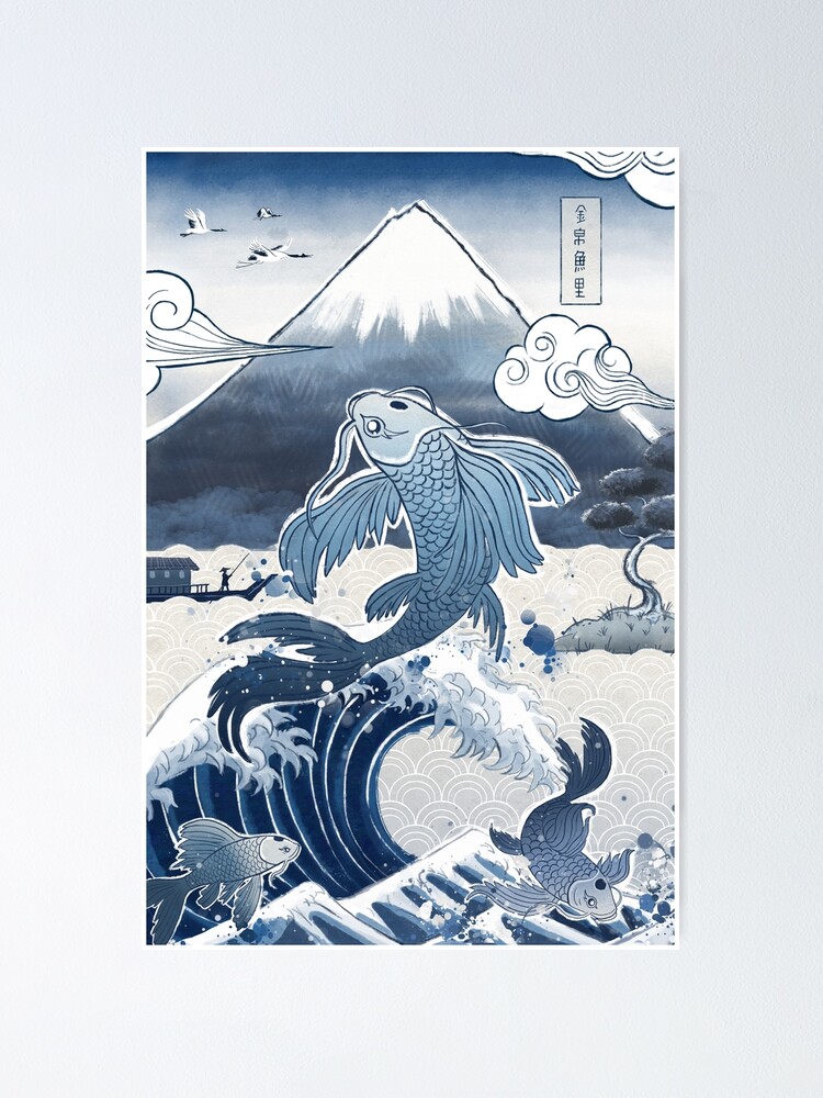 "Japan Blue- Koi Fish" Poster by Ruby-Art | Redbubble