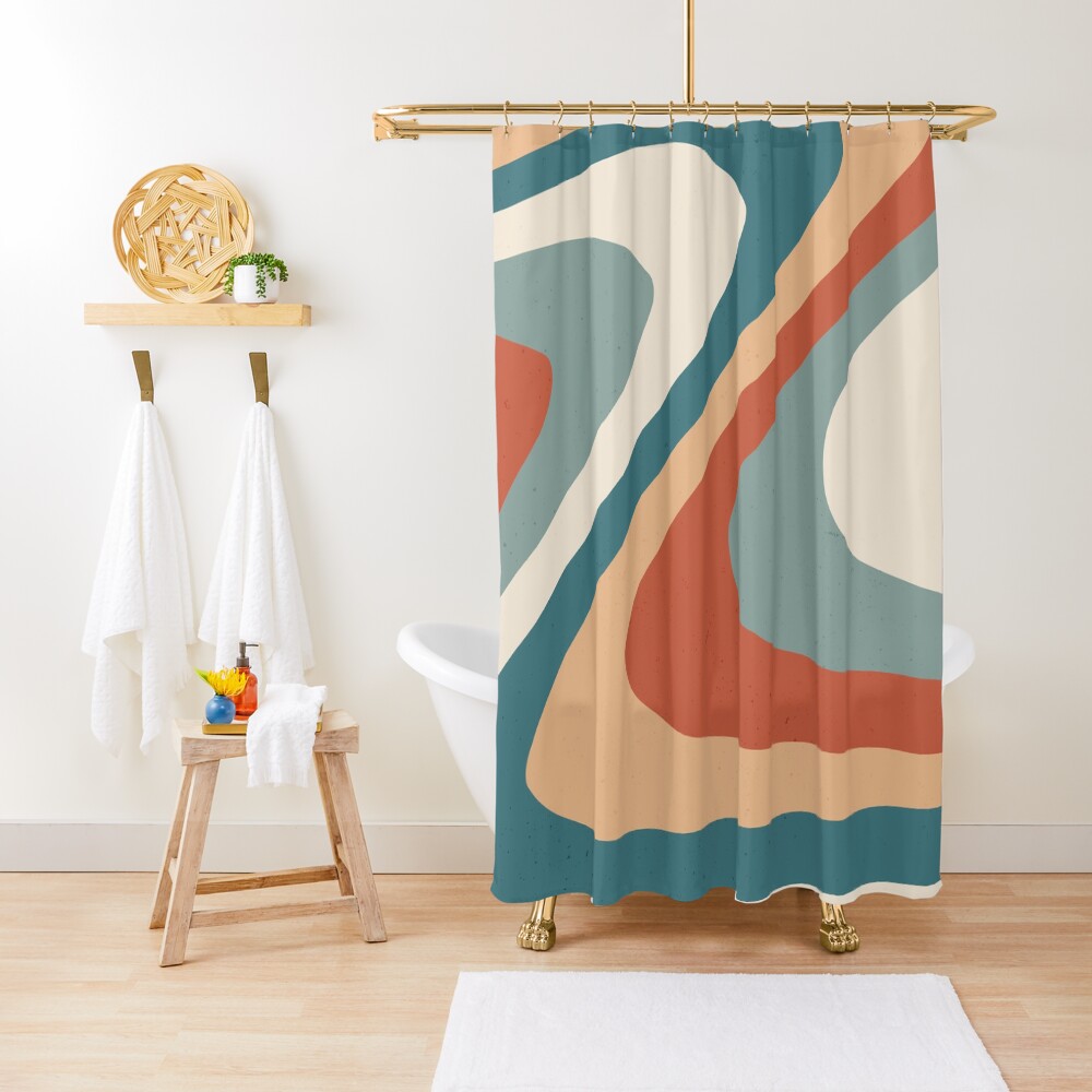 70s Retro Abstract Aesthetic Shower Curtain For Sale By Trajeado14