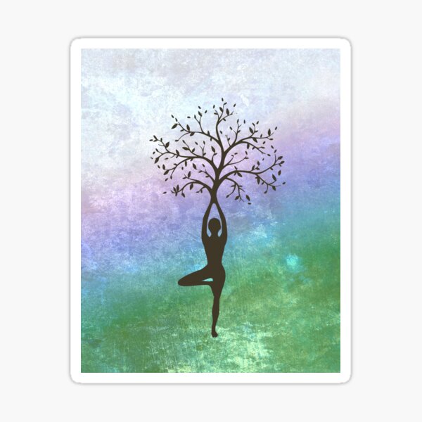 "Yoga Tree Pose Balancing Asana" Sticker by Bluepress | Redbubble