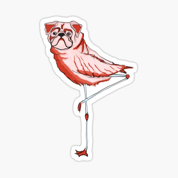 "Pug Flamingo (pingo) " Sticker by FerociousMouse | Redbubble