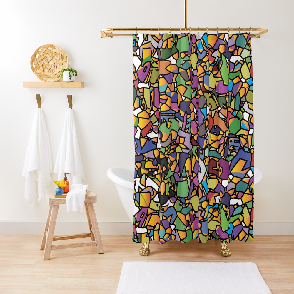 Stained Glass Mosaic Shower Curtain By Markcstansberry Redbubble