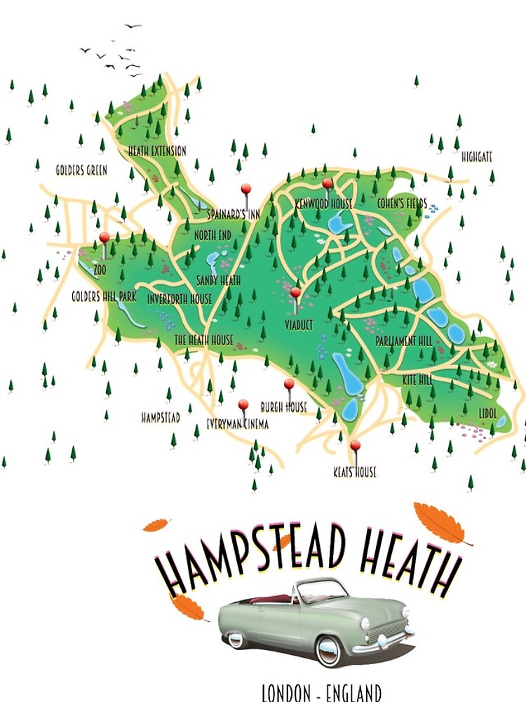 "Hampstead Heath London England map" iPhone Case for Sale by ...