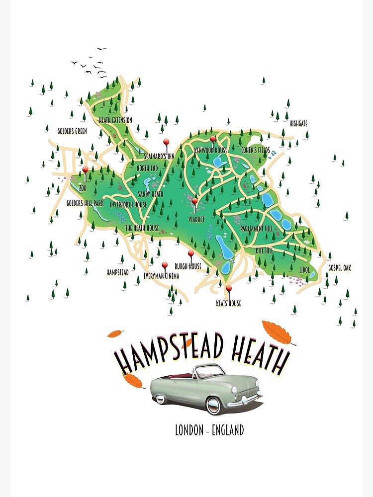 "Hampstead Heath London England map" Poster for Sale by vectorwebstore ...