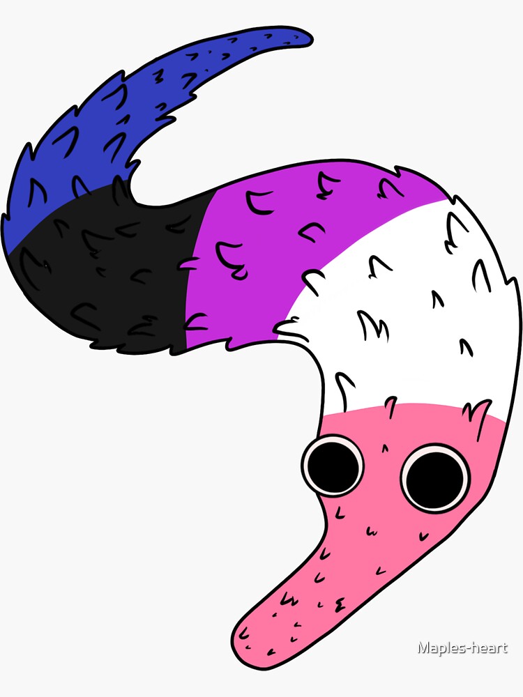 "Genderfluid Pride Worm on a string" Sticker by Maples-heart | Redbubble