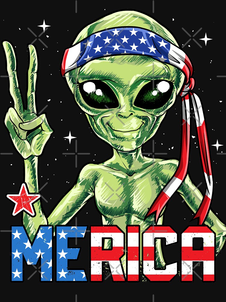 "Alien Merica 4th of July Tshirt Men American Flag UFO Gifts Kids Boys ...