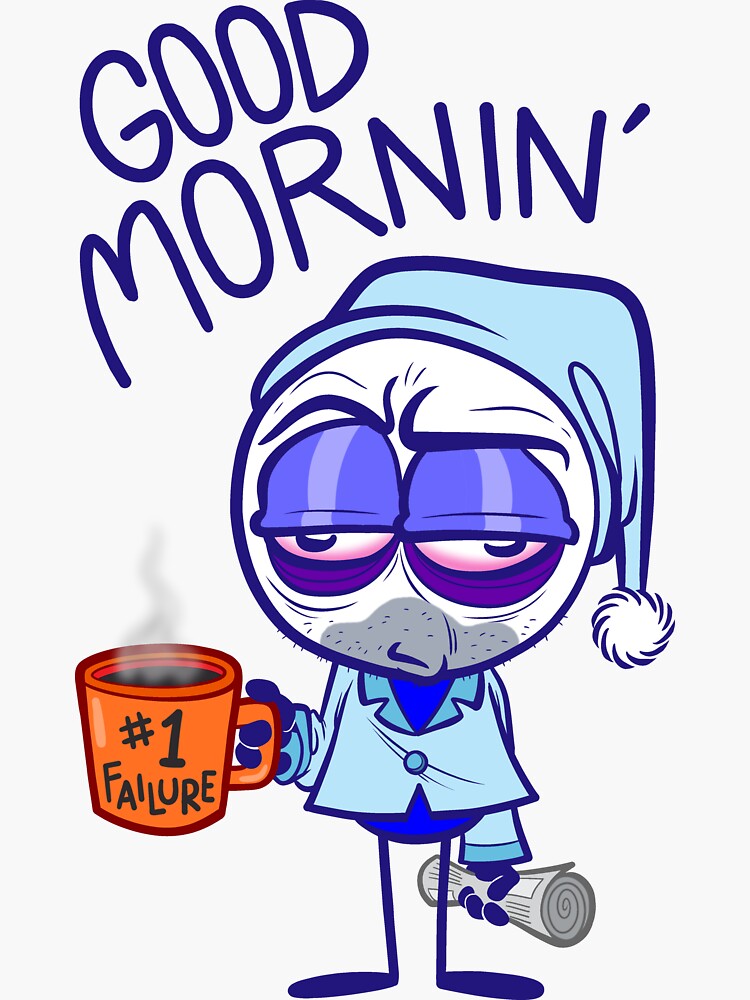 "Pencilmate Wakes Up Tired" Sticker for Sale by Pencilmation | Redbubble