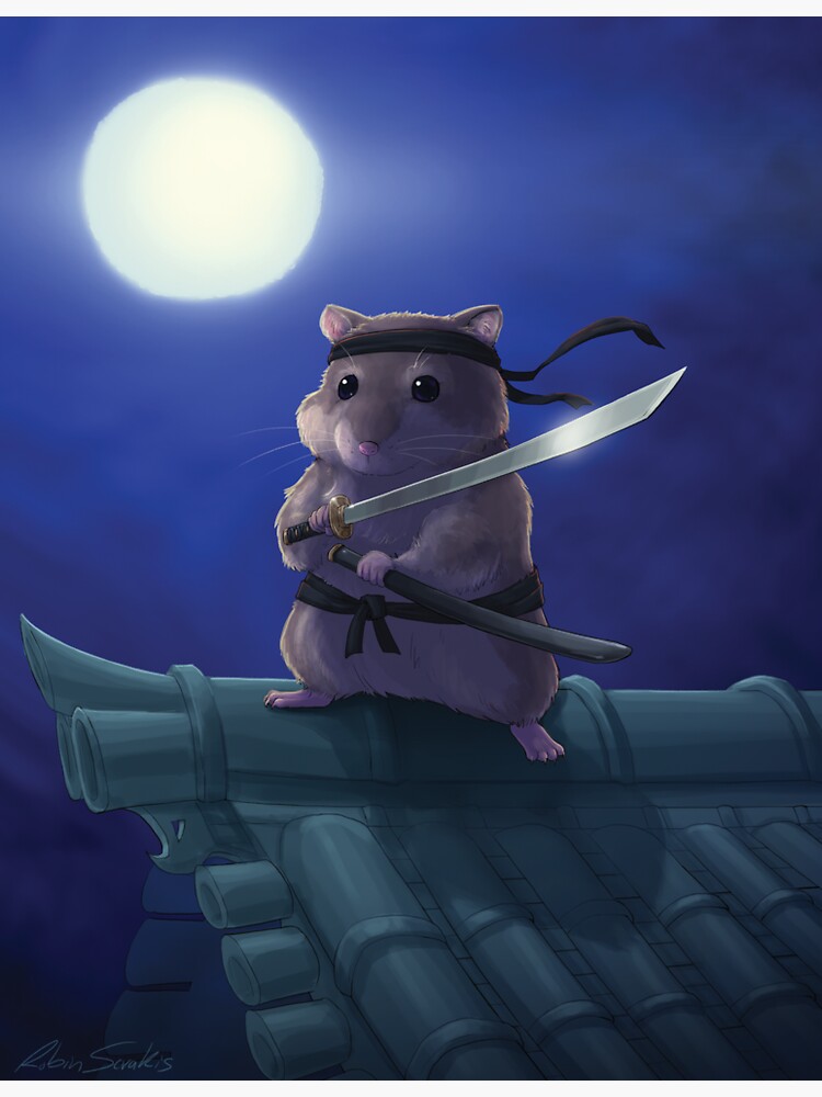 "Ninja Hamster" Sticker by JadedSketch | Redbubble