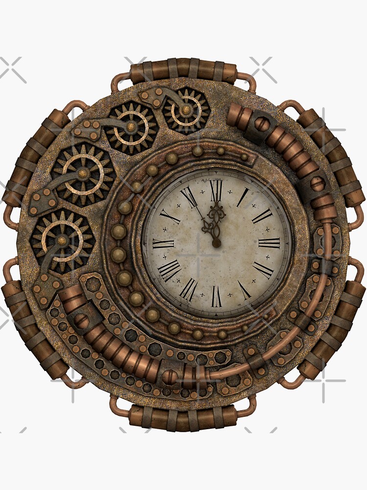 " Sphere Steampunk Clock" Sticker for Sale by VinsAcademy | Redbubble