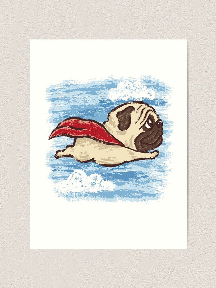 "Flying Pug" Art Print for Sale by sanogawa | Redbubble