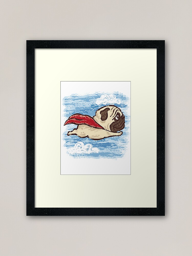 "Flying Pug" Framed Art Print for Sale by sanogawa | Redbubble