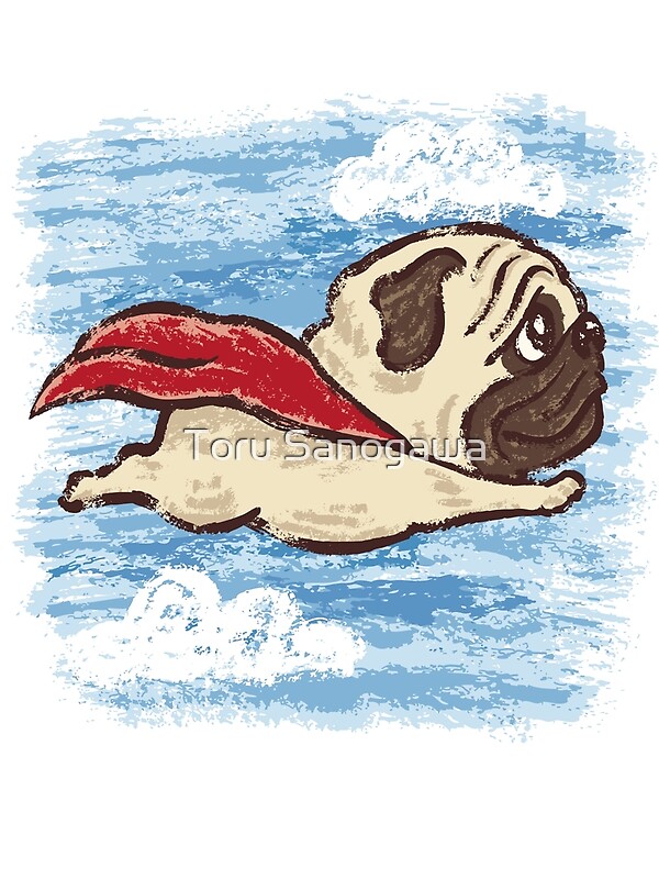 "Flying Pug" by Toru Sanogawa | Redbubble