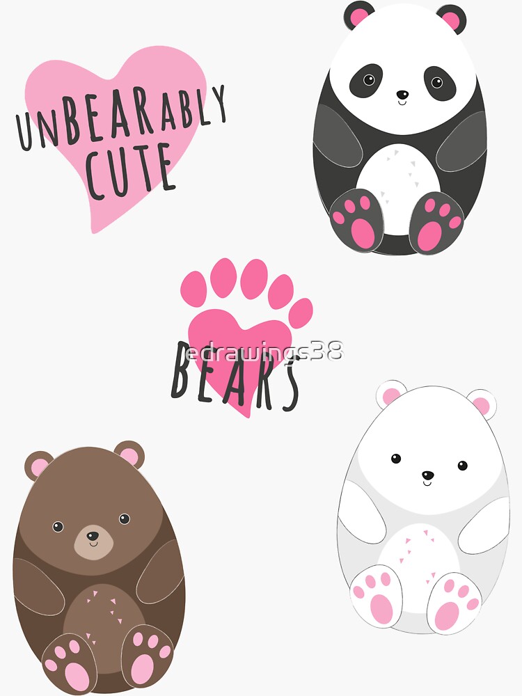 "Unbearably cute bears Set" Sticker for Sale by edrawings38 | Redbubble