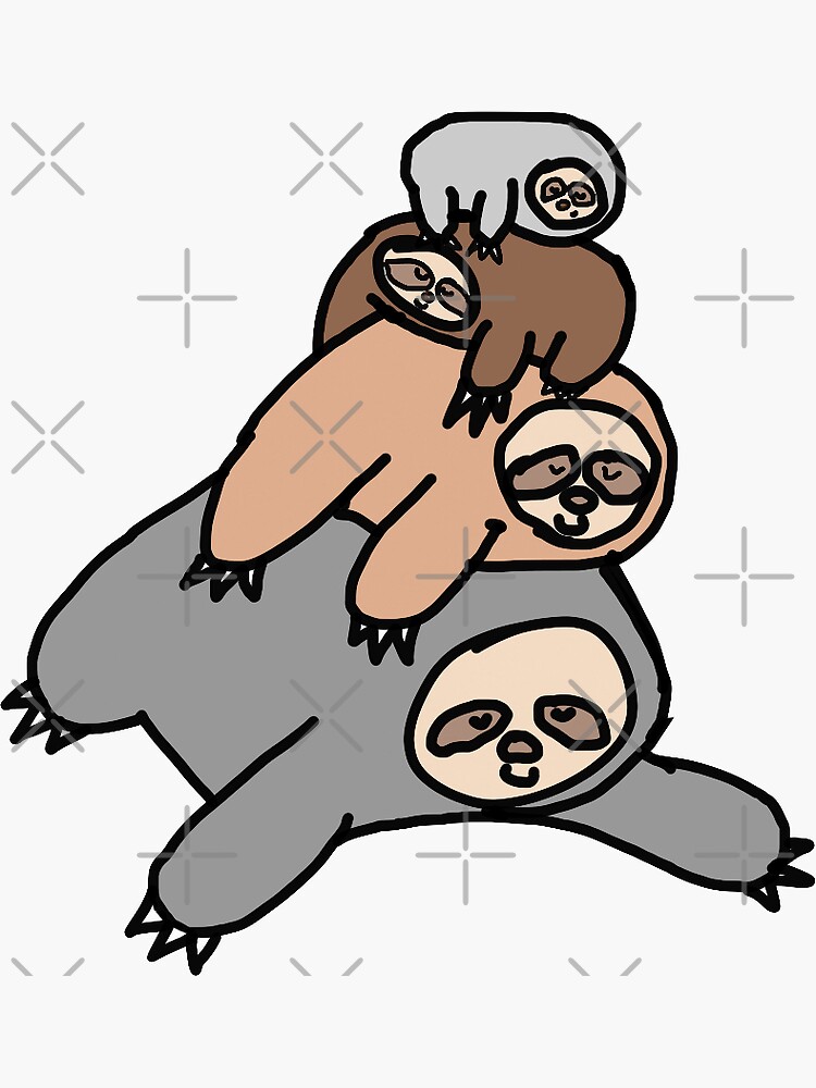 "Cute sloth stack" Sticker by surfyqueen100 | Redbubble
