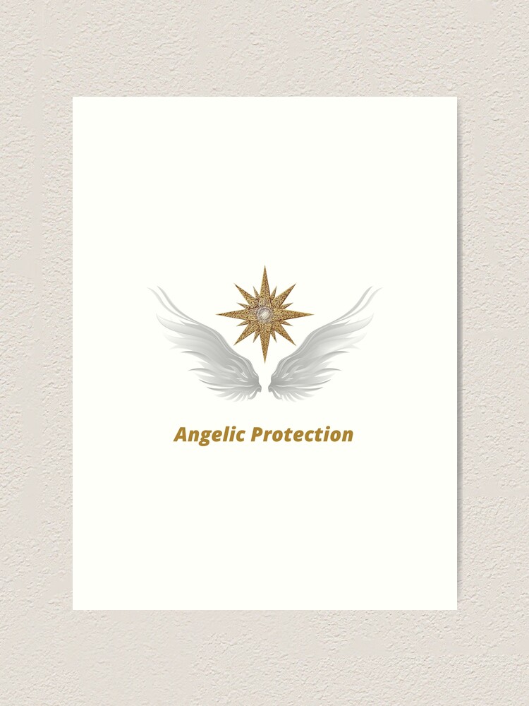 "Angelic Protection Angel Wings Gold Star" Art Print for Sale by ...