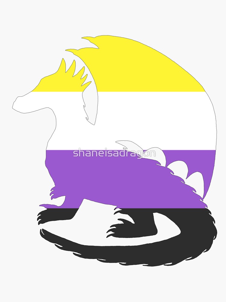 "Nonbinary Pride Dragon Silhouette" Sticker by shaneisadragon | Redbubble