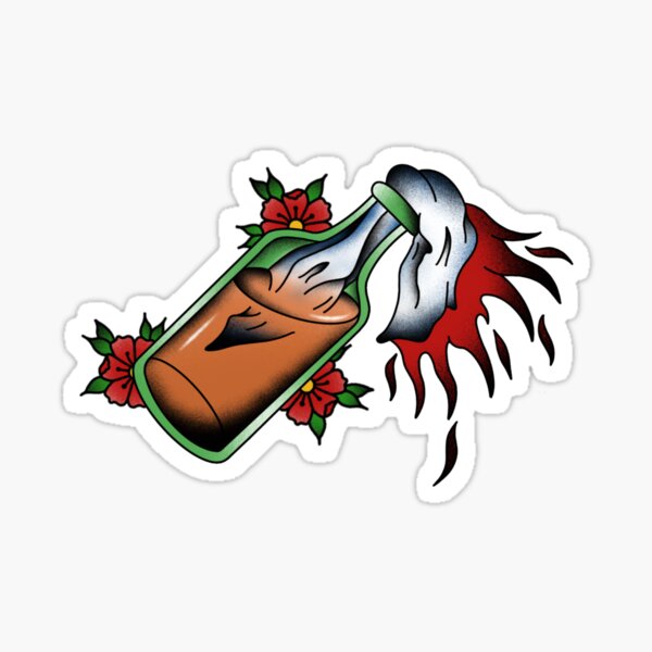 "Full Colour Molotov Cocktail " Sticker for Sale by Bugsyink | Redbubble