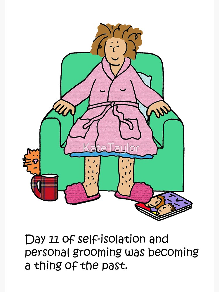 "Self-isolation Personal Grooming Lady Cartoon Humor" Sticker for Sale ...