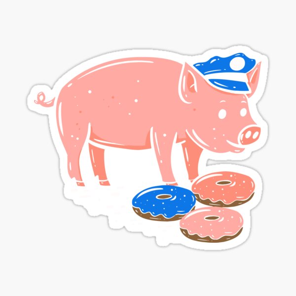 "Pig Cop T Shirt | Funny Police Officer Doughnut T-Shirt Gift" Sticker ...