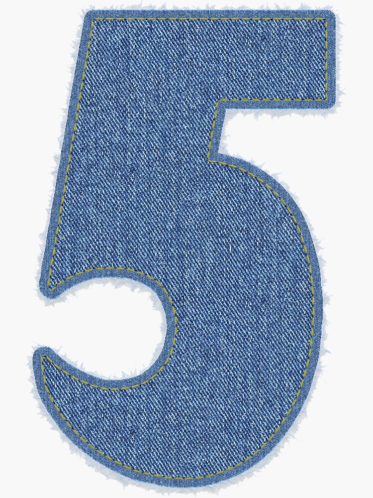 "Number Five Blue Denim" Sticker by jngraphs | Redbubble