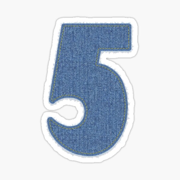 "Number Five Blue Denim" Sticker by jngraphs | Redbubble