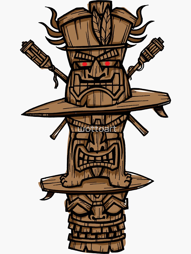 "TIKI TIKI TIME" Sticker for Sale by wottoart | Redbubble