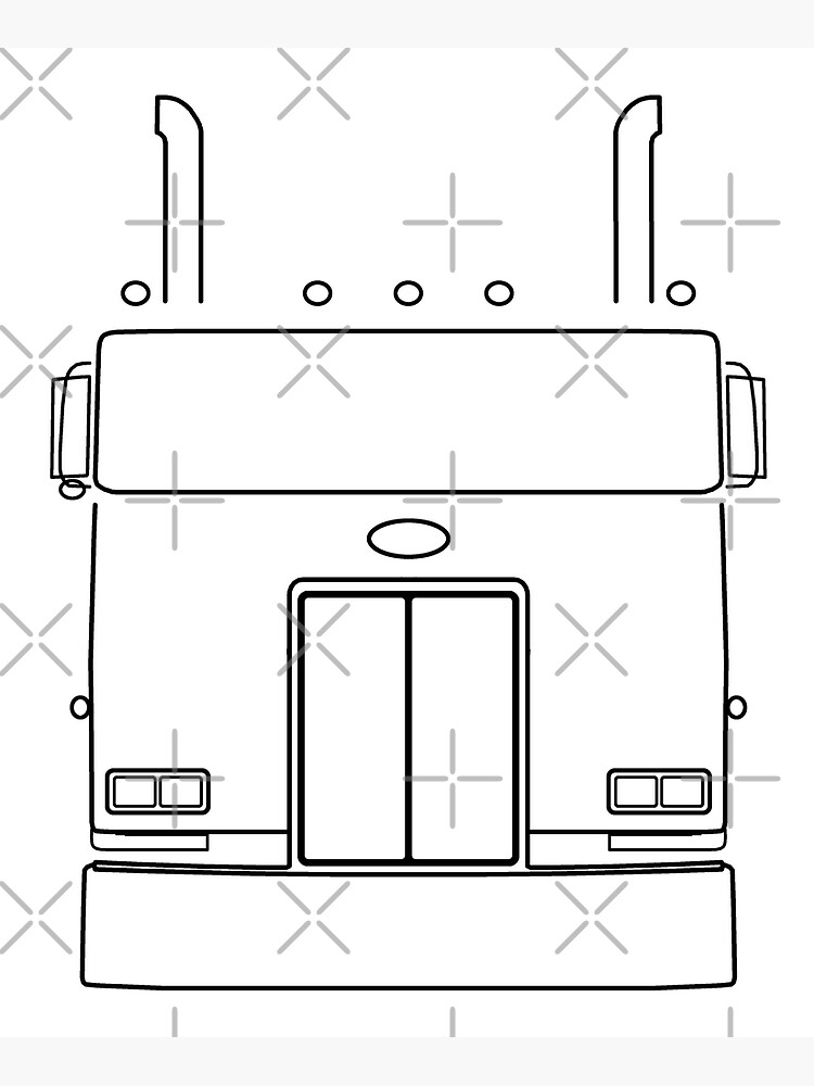 "Cabover Pete classic truck outline graphic (black)" Poster for Sale by ...