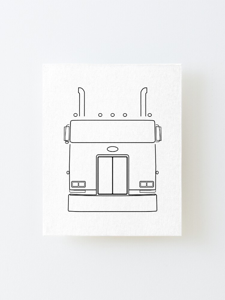 "Cabover Pete classic truck outline graphic (black)" Mounted Print by ...