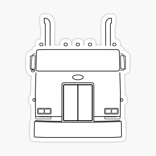 "Cabover Pete classic truck outline graphic (black)" Sticker for Sale ...