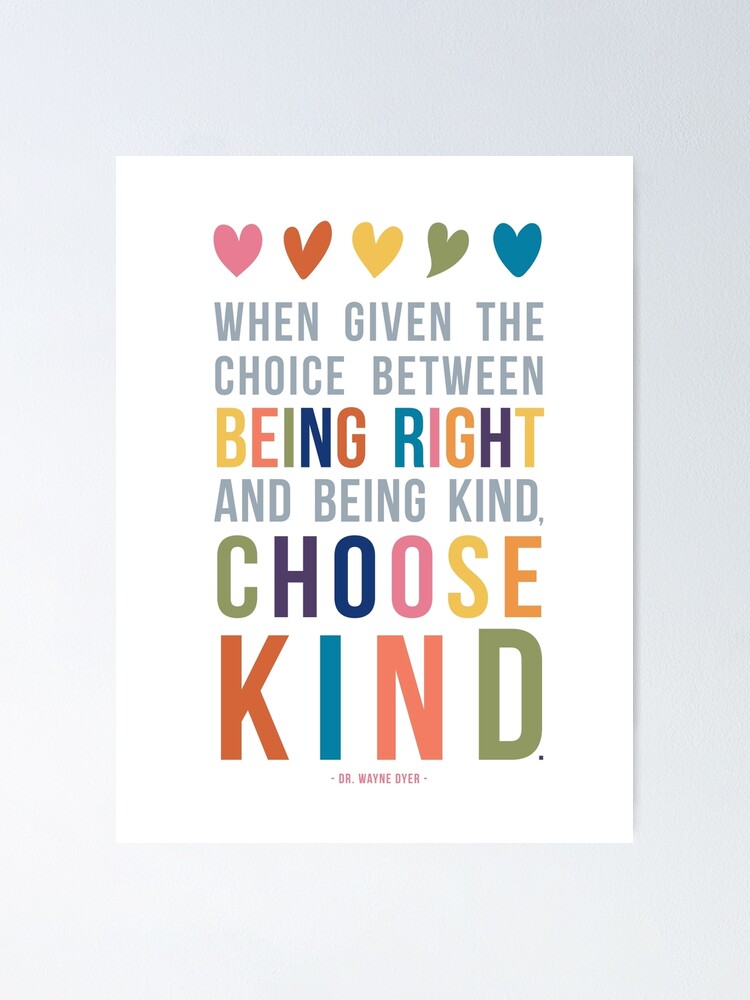 "Choose Kind Colorful Typography Print" Poster by mungavision | Redbubble