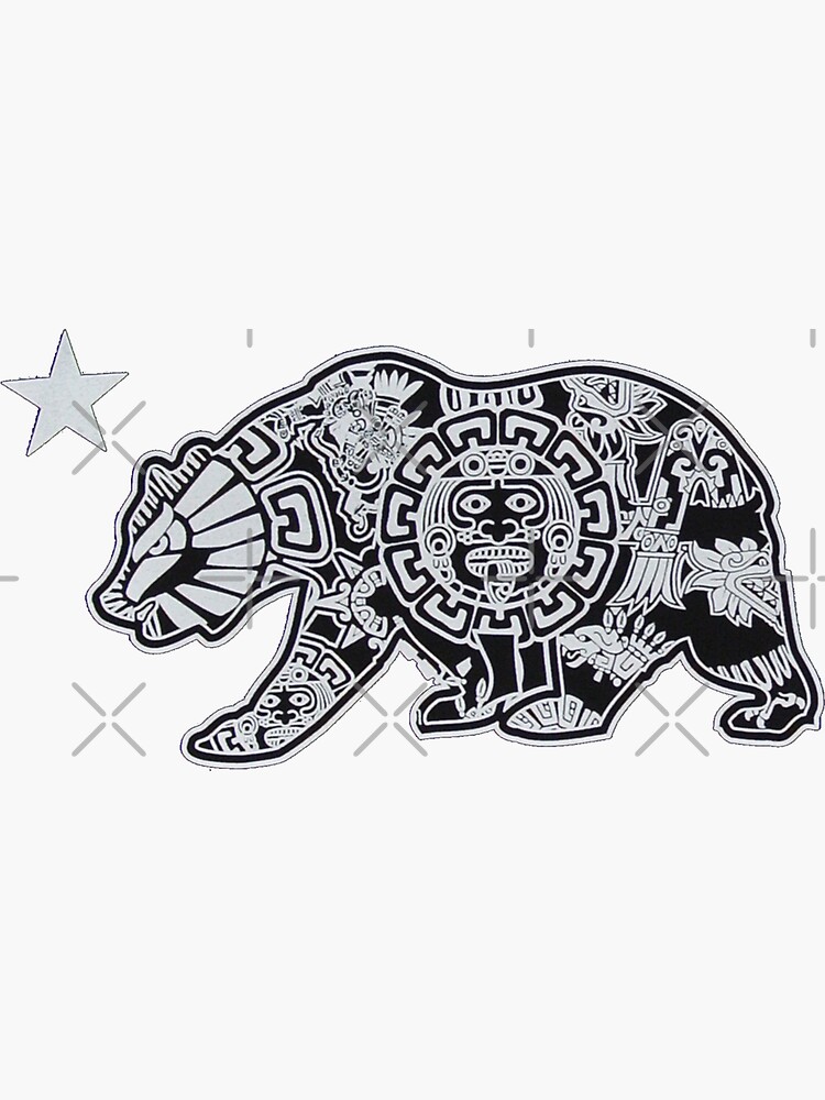"AZTEC CALIFORNIA BEAR" Sticker for Sale by GetRight209 | Redbubble