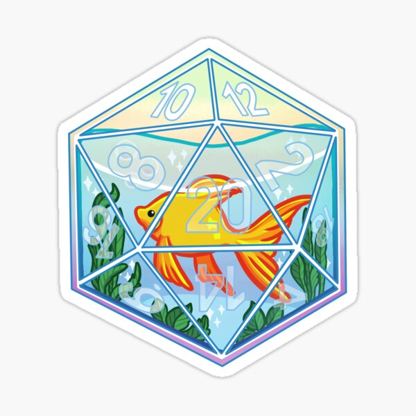 "D20 Gold Fish" Sticker by shortcakeliz | Redbubble