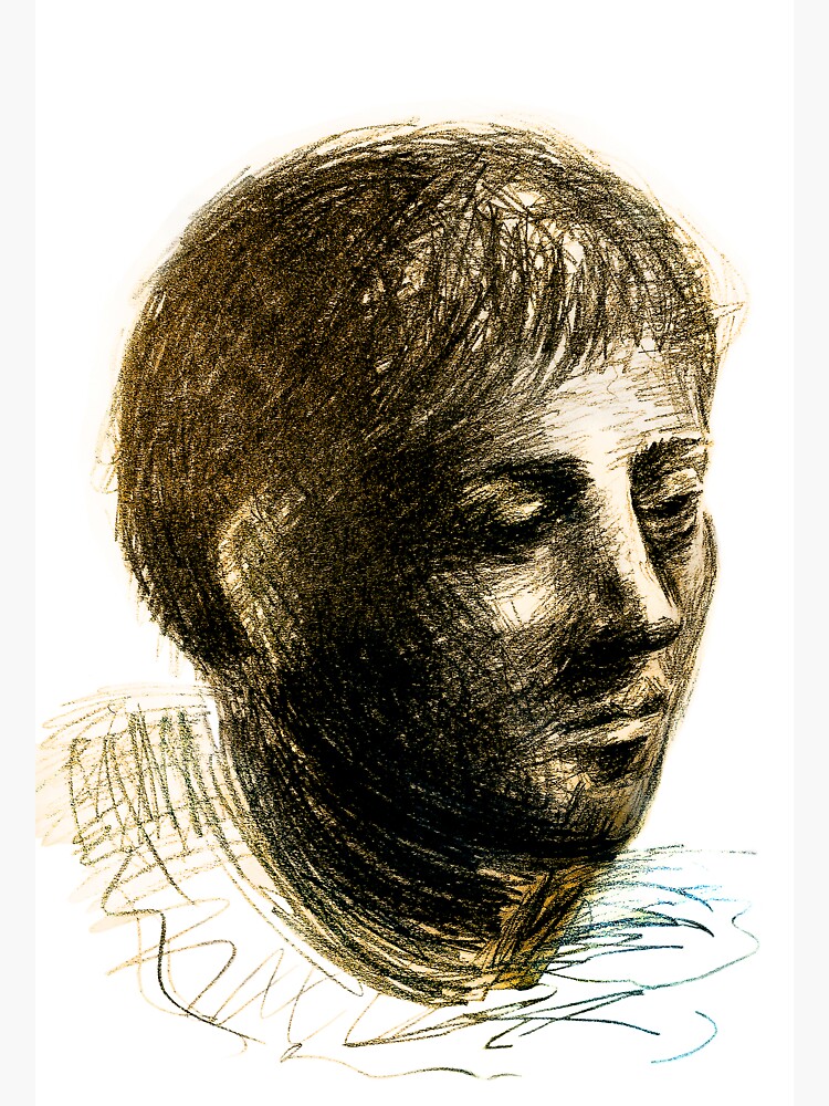 "A graphite drawing of a young man" Sticker for Sale by Shininglight14 ...