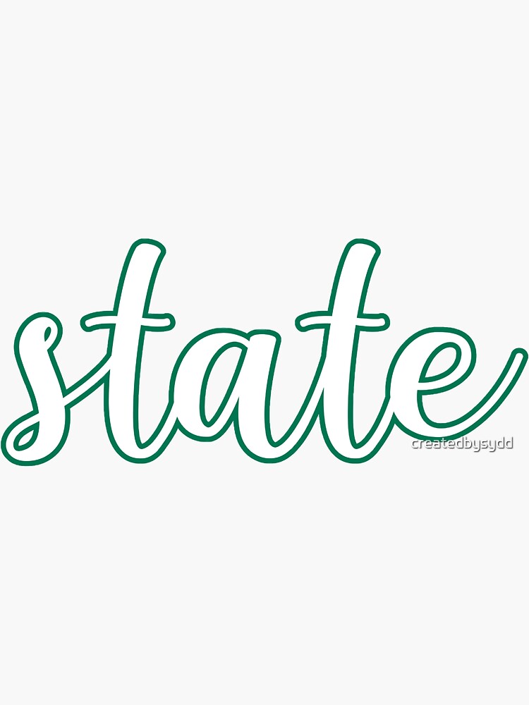 "state cursive" Sticker by sydnirotenberg | Redbubble