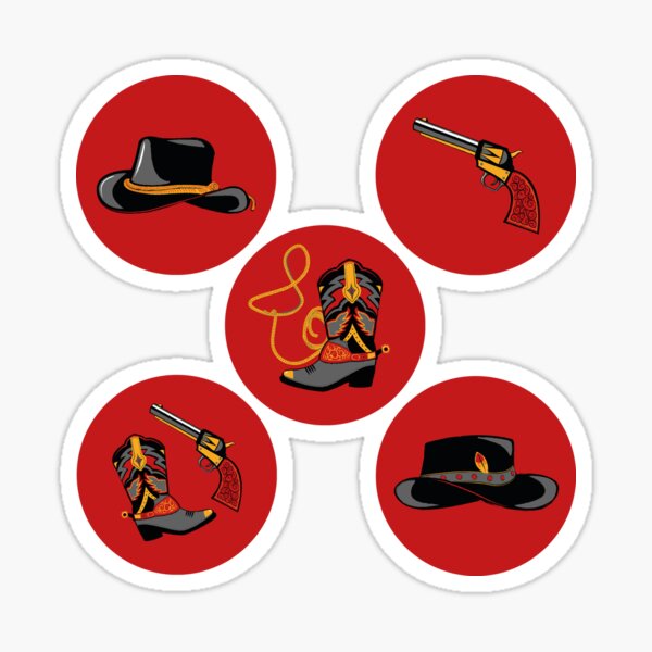 "Cowboy Revolver Pin PLUS STICKERS" Sticker by Fleurescience | Redbubble