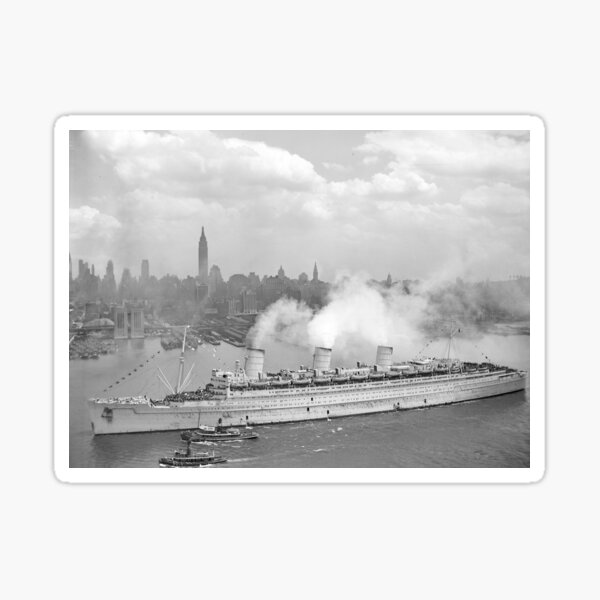 "Vintage New York Harbour and Queen Mary Photograph" Sticker by ...