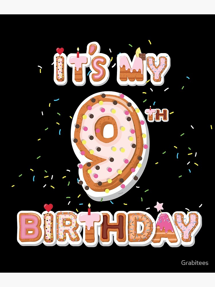 "It's My 9th Birthday Donut - 9 Years Old B-day Donut Girl product ...