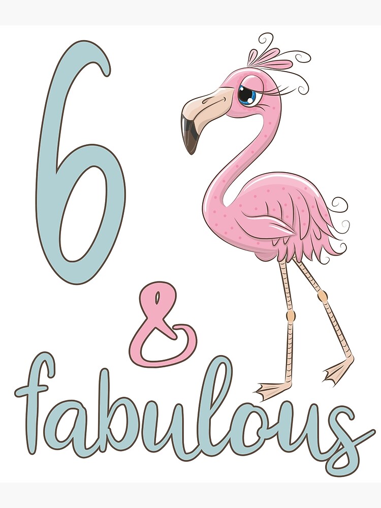 Póster «6th Bday Girl Gift Fabulous Flamingo 6 traje de fiesta de ...