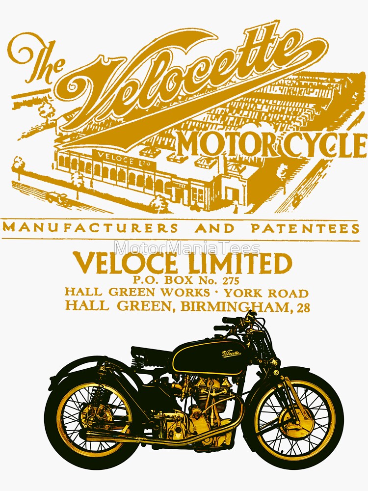 "The Gorgeous Velocette Motorcycles Design by MotorManiac" Sticker for ...